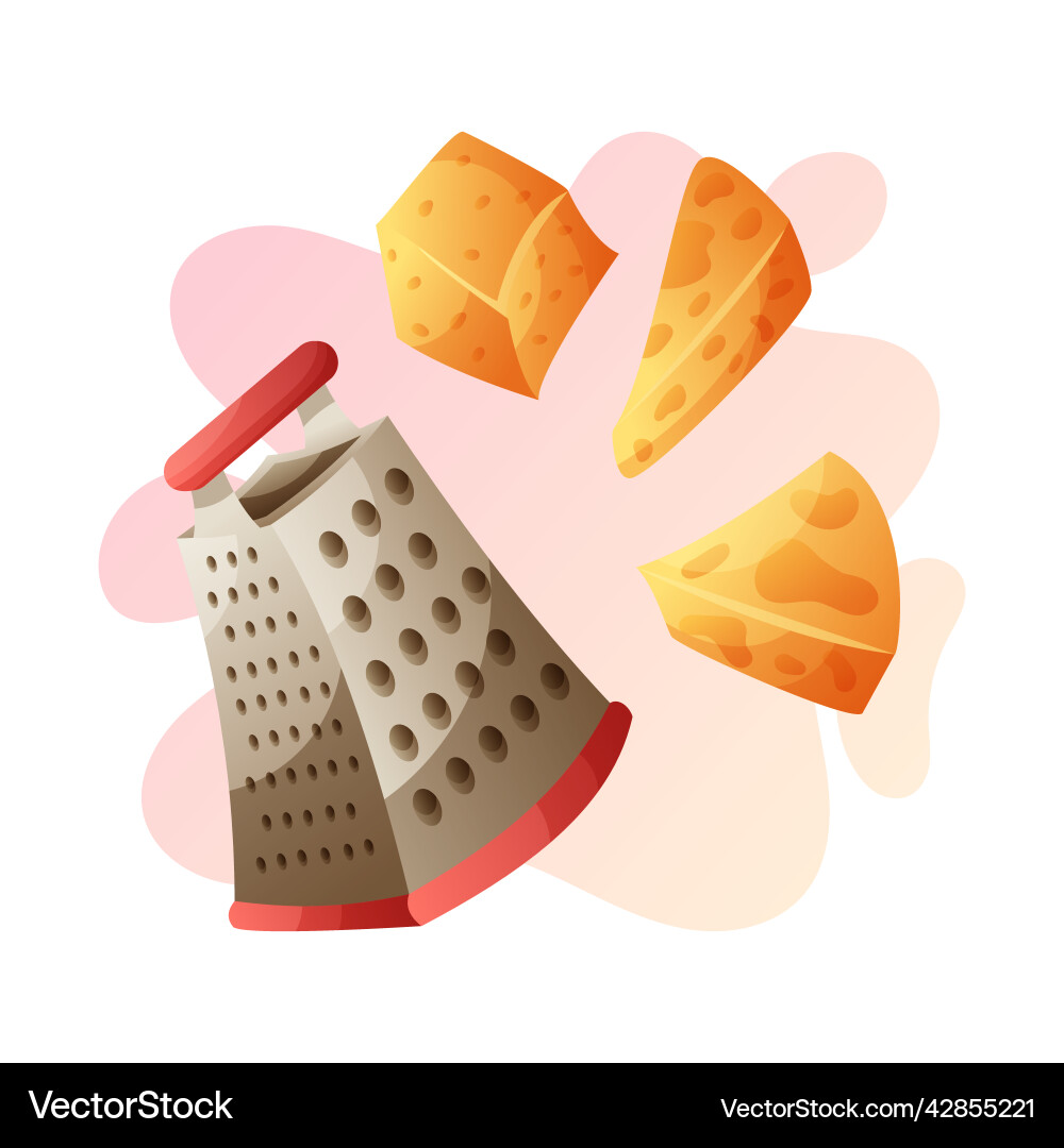 A grater with cheese kitchen utensil home dish Vector Image
