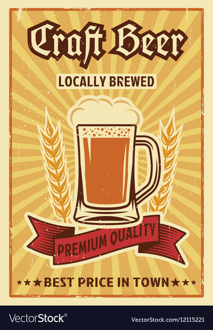 Beer colored poster Royalty Free Vector Image - VectorStock