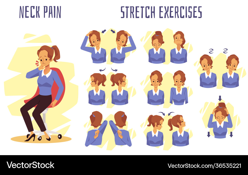 Girl doing exercise neck stretch to get rid the Vector Image
