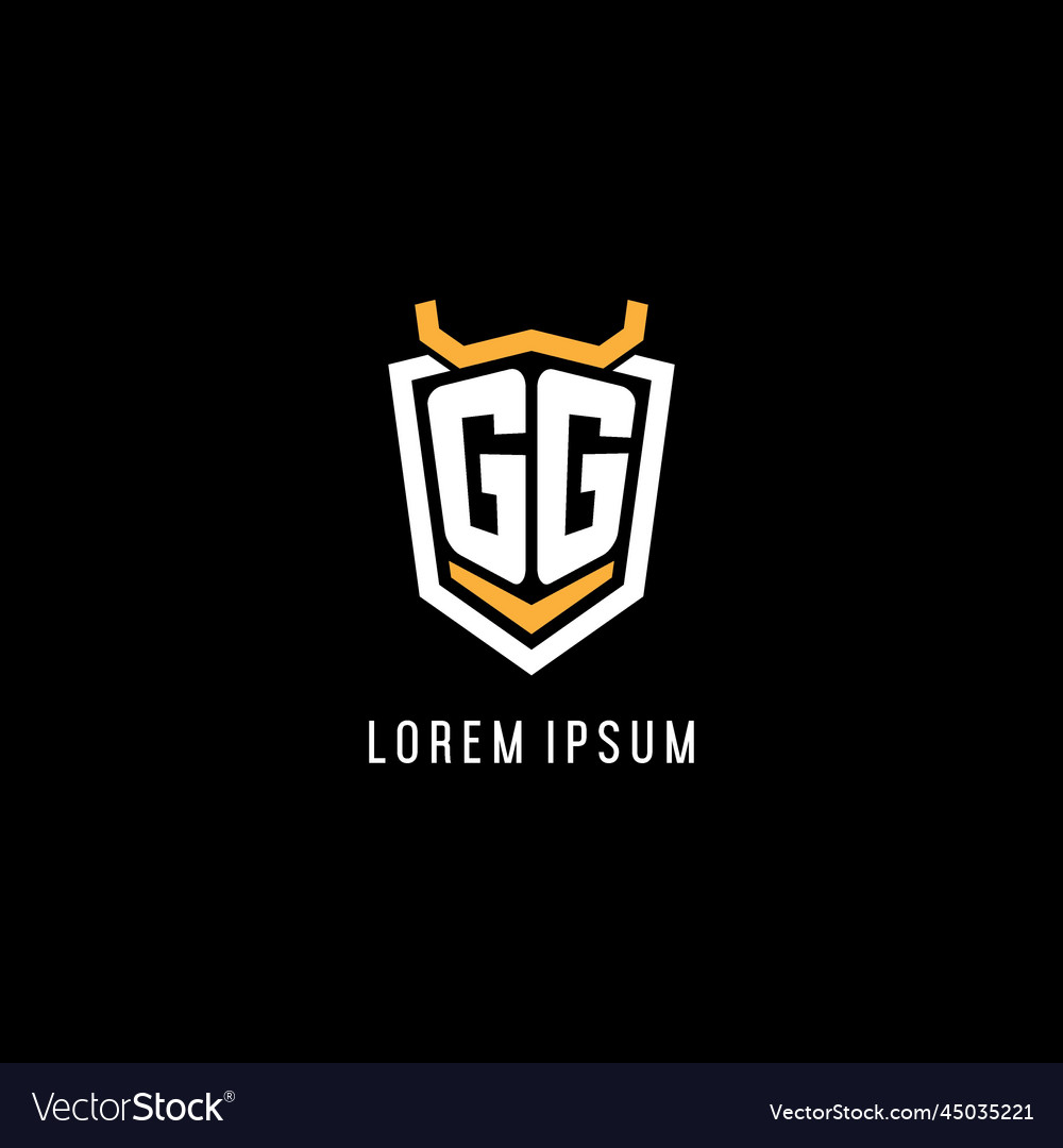 Initial gg geometric shield esport logo monogram Vector Image