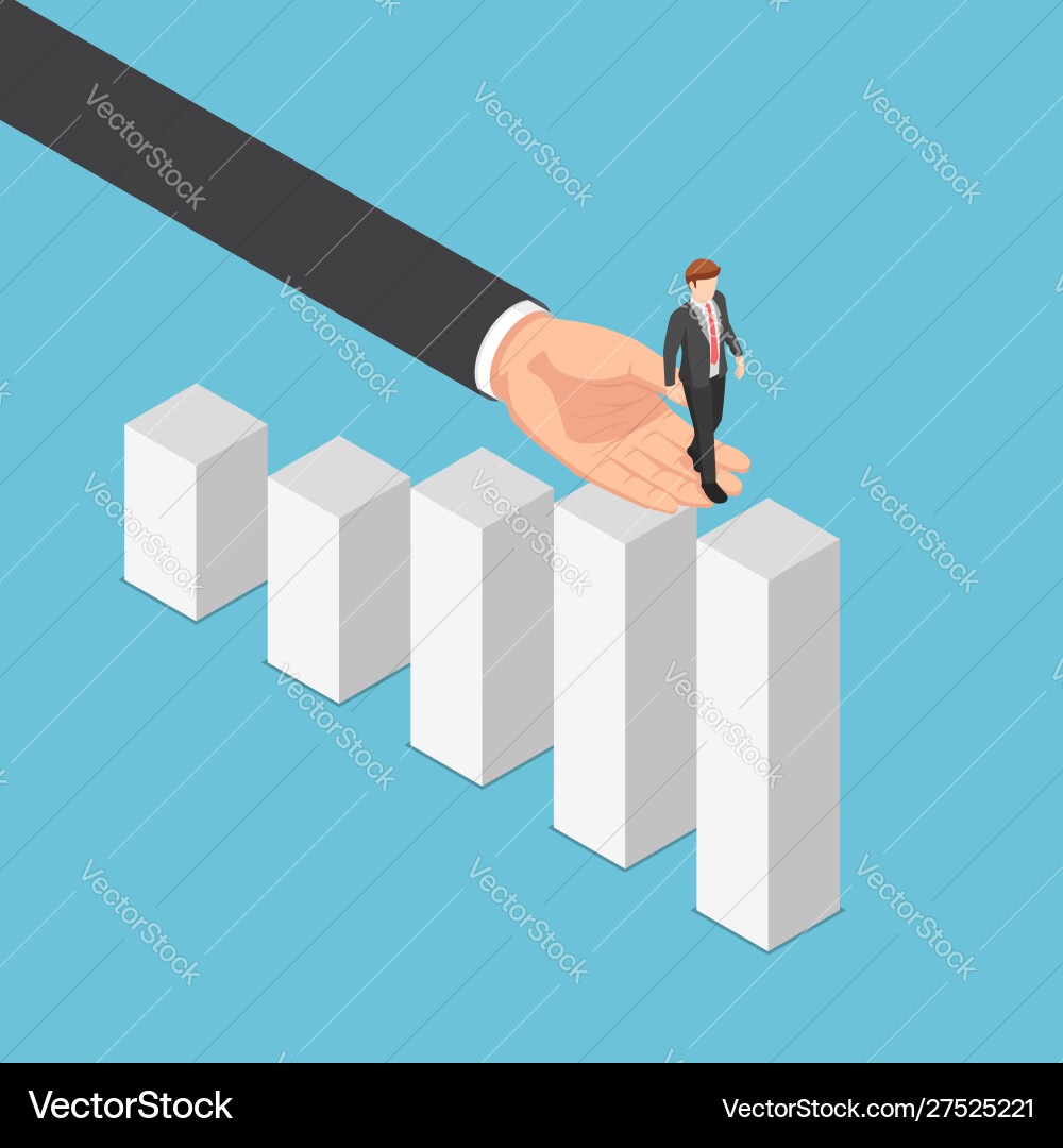 Isometric big business hand helping businessman Vector Image
