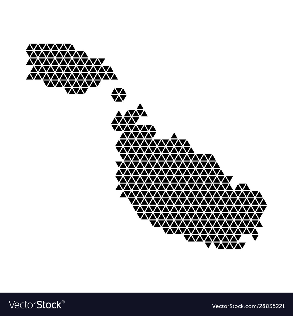 Malta map abstract schematic from black triangles Vector Image