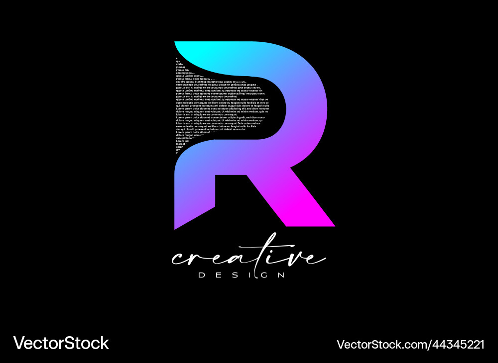 Purple r letter logo design with creative letter Vector Image