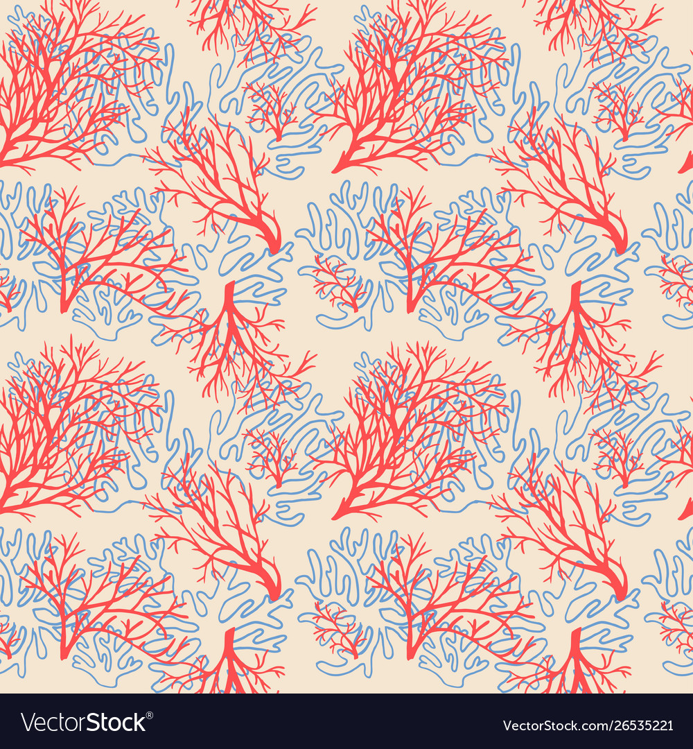 Seamless natural pattern with corals Royalty Free Vector