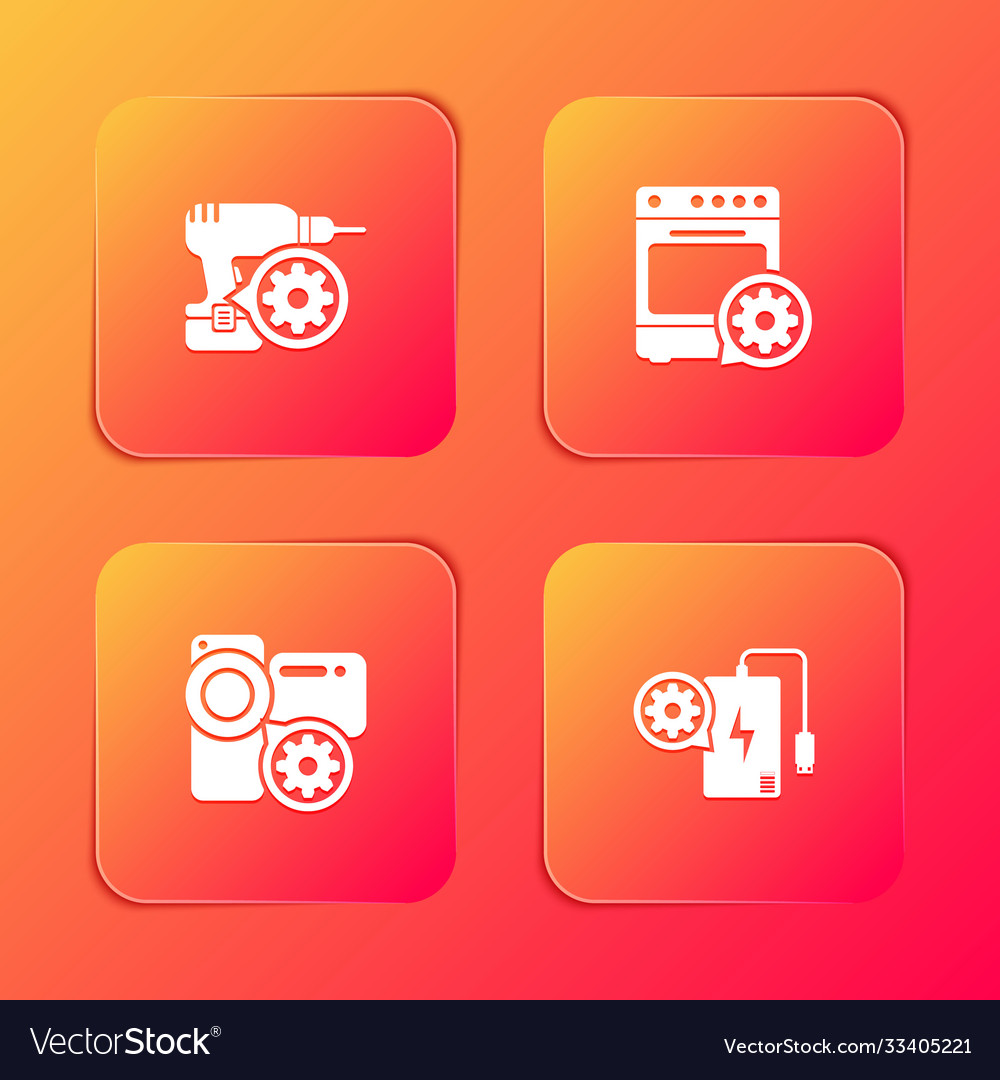 Set drill machine setting oven video camera Vector Image