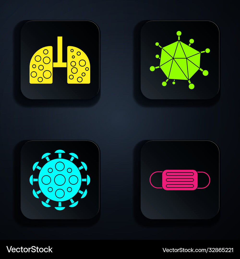 Set medical protective mask virus cells in lung Vector Image