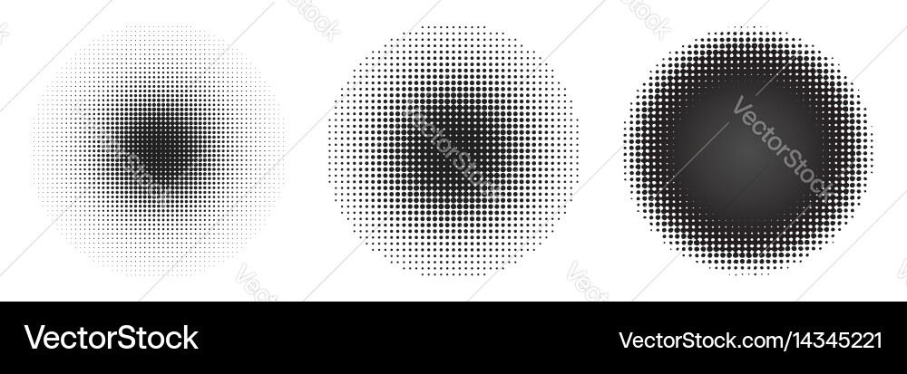Set of circle halftone Royalty Free Vector Image