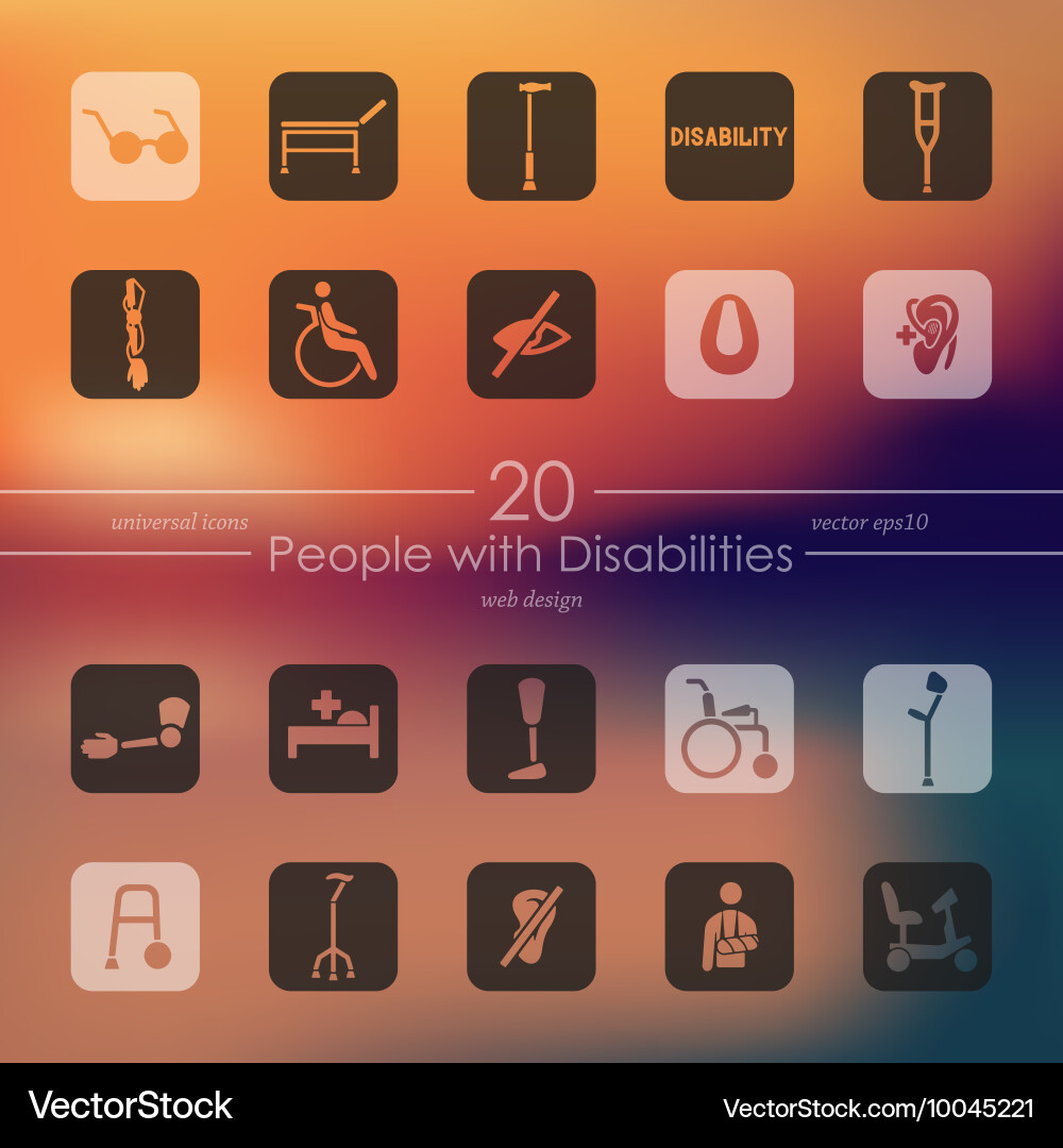 Set of people with disabilities icons Royalty Free Vector