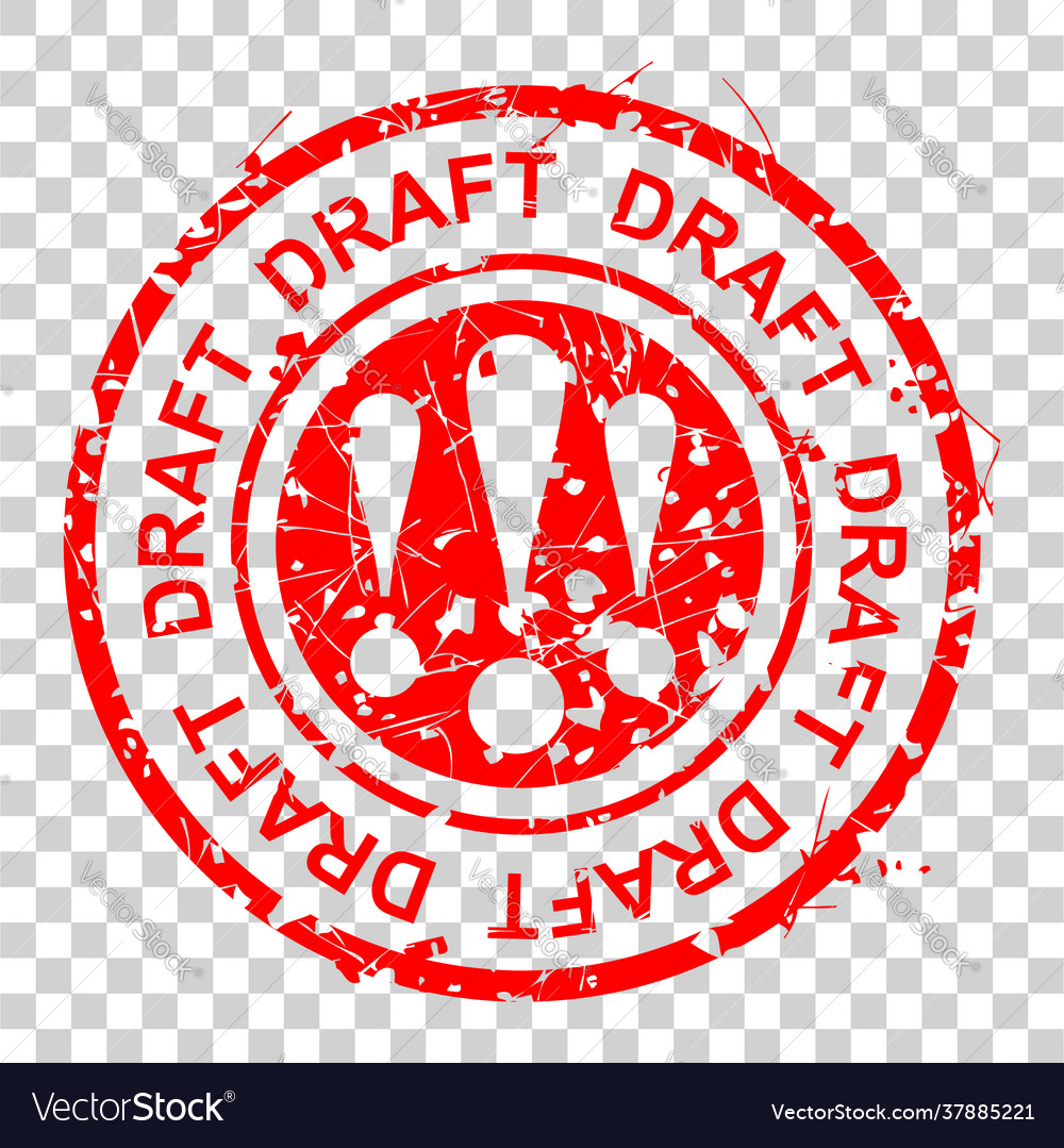Simple style red circle rubber stamp draft Vector Image