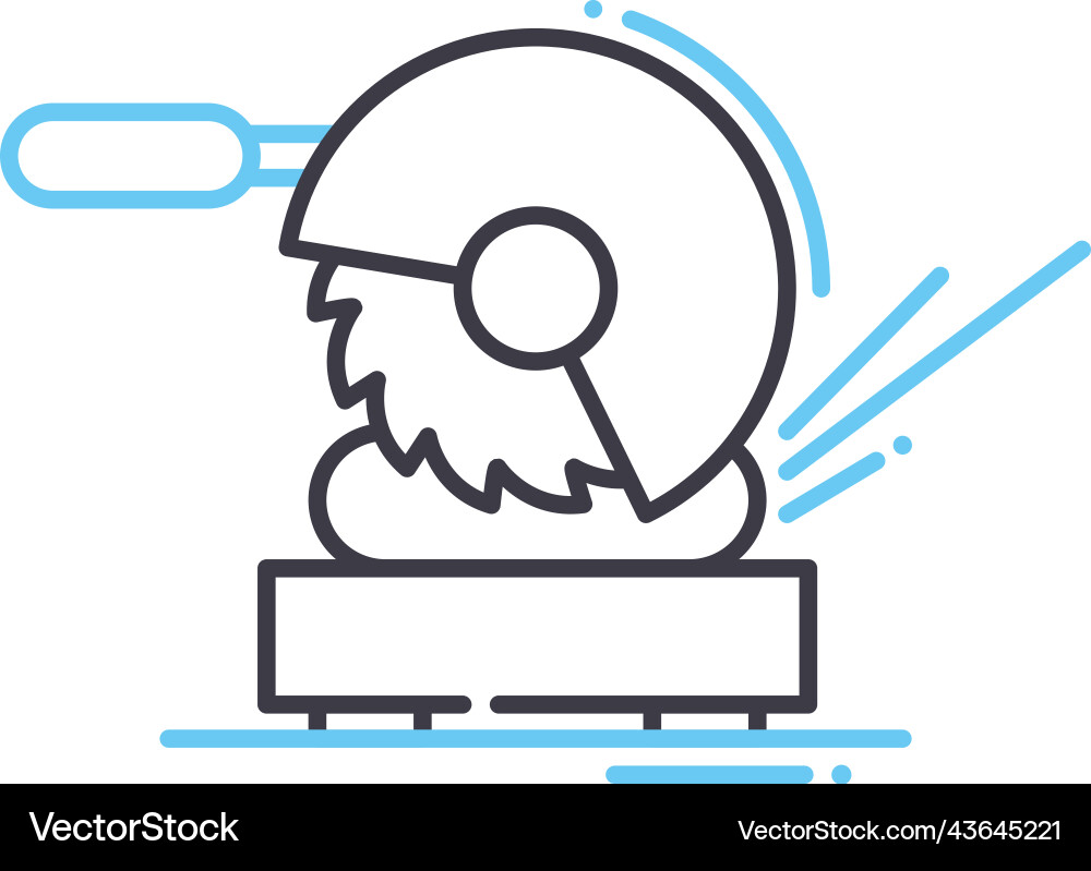 Steel cut off machine line icon outline symbol Vector Image