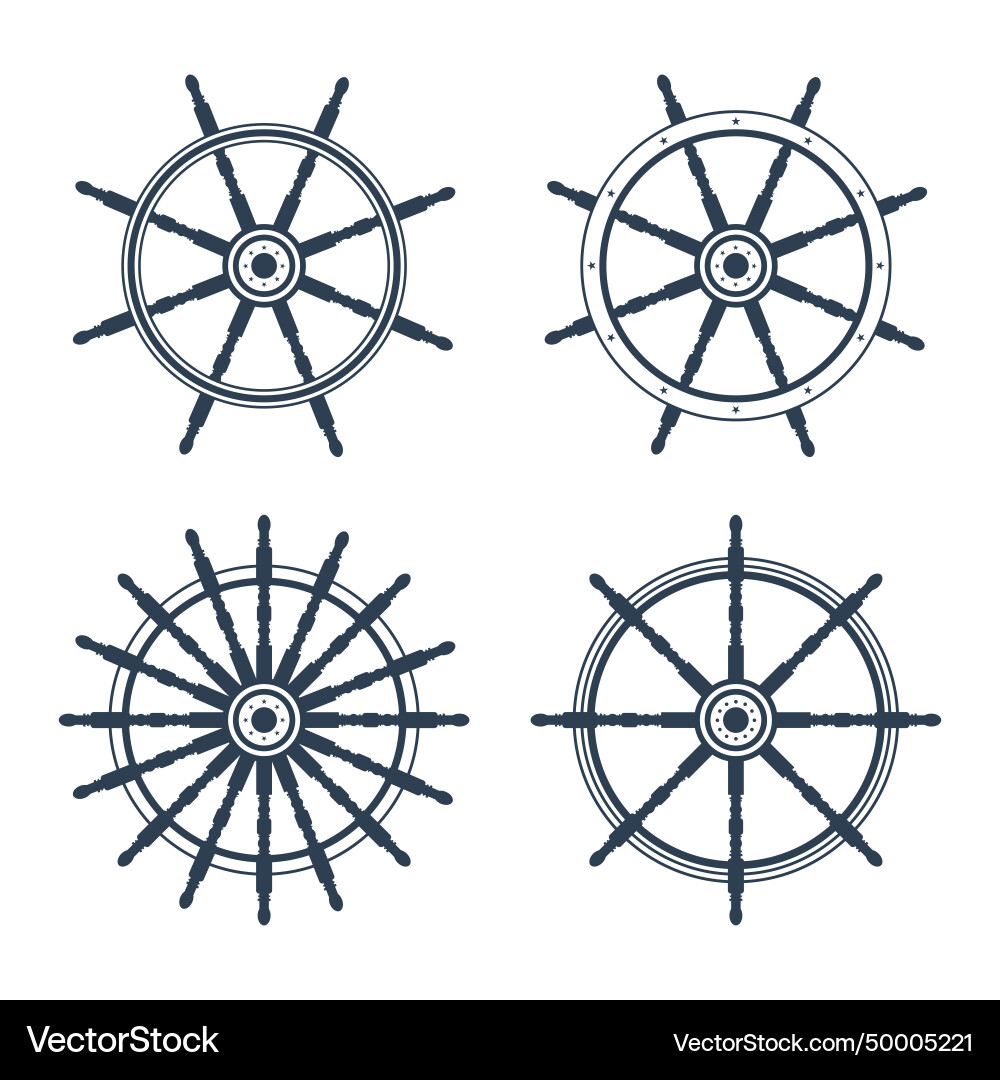 Steering wheel sailor captain boat ship yacht Vector Image