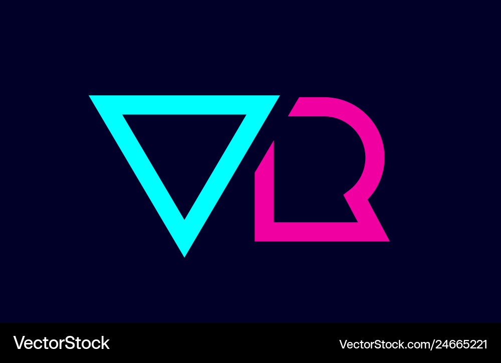 Vr v r blue pink colorful alphabet Royalty Free Vector Image