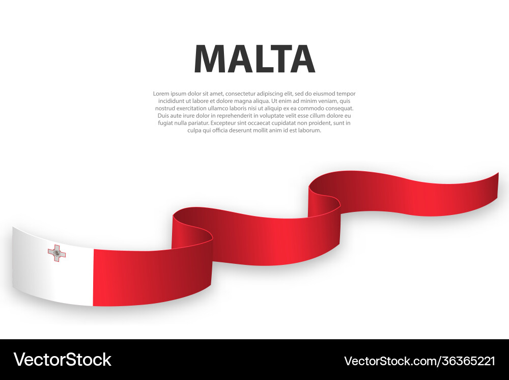 Waving ribbon or banner with flag malta Royalty Free Vector