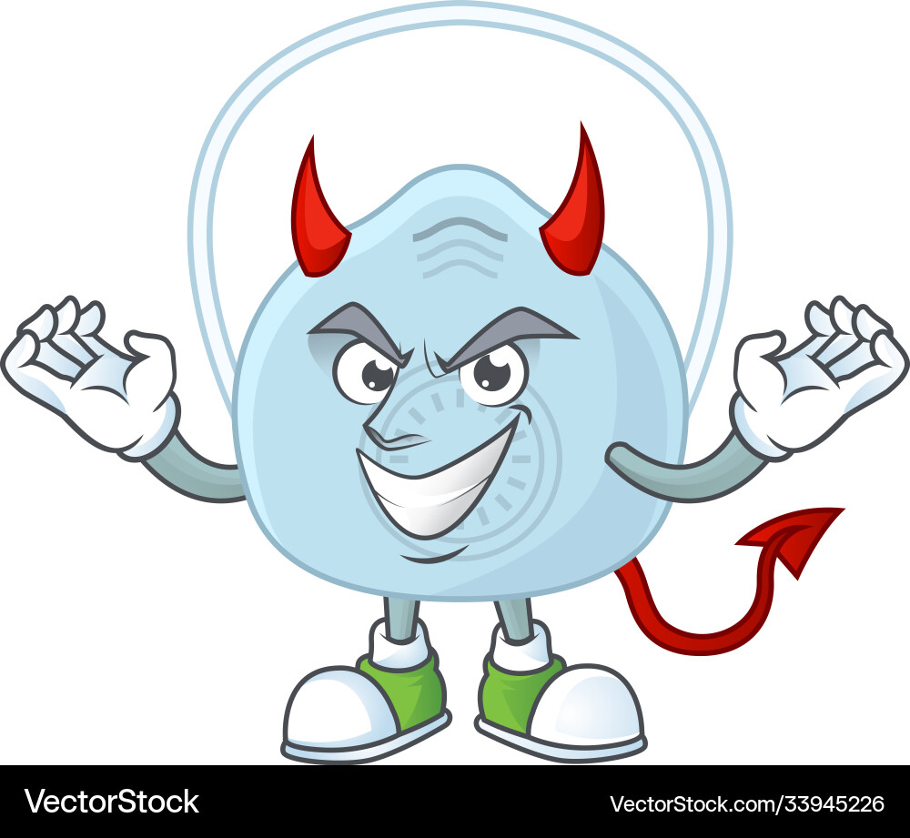 A picture devil breathing mask cartoon character Vector Image