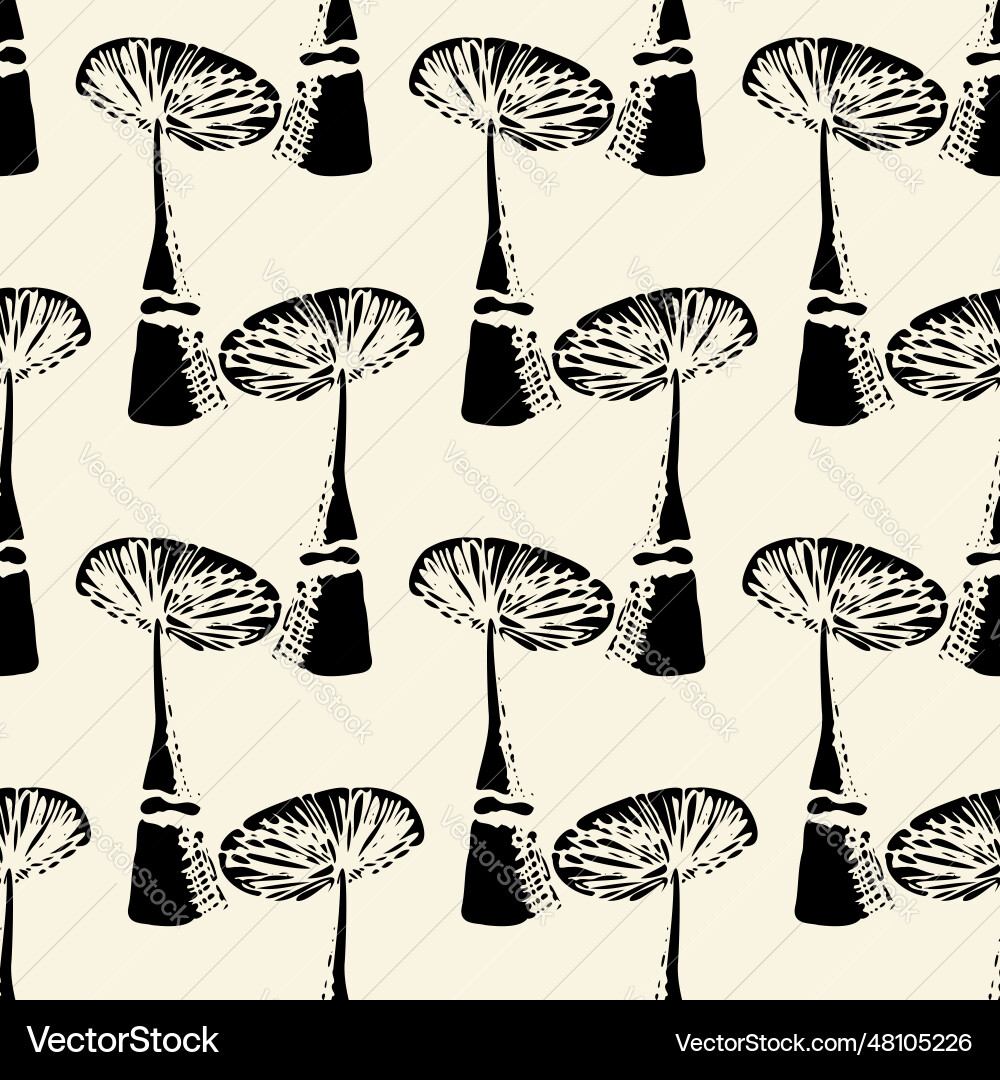 Abstract mushroom sketch seamless pattern Vector Image