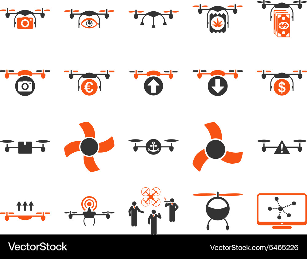 Air drone and quadcopter tool icons Royalty Free Vector