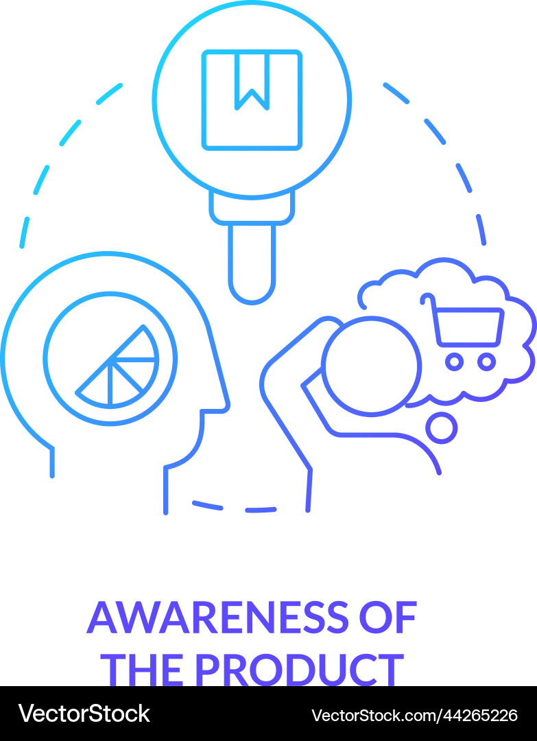 Awareness of product blue gradient concept icon Vector Image
