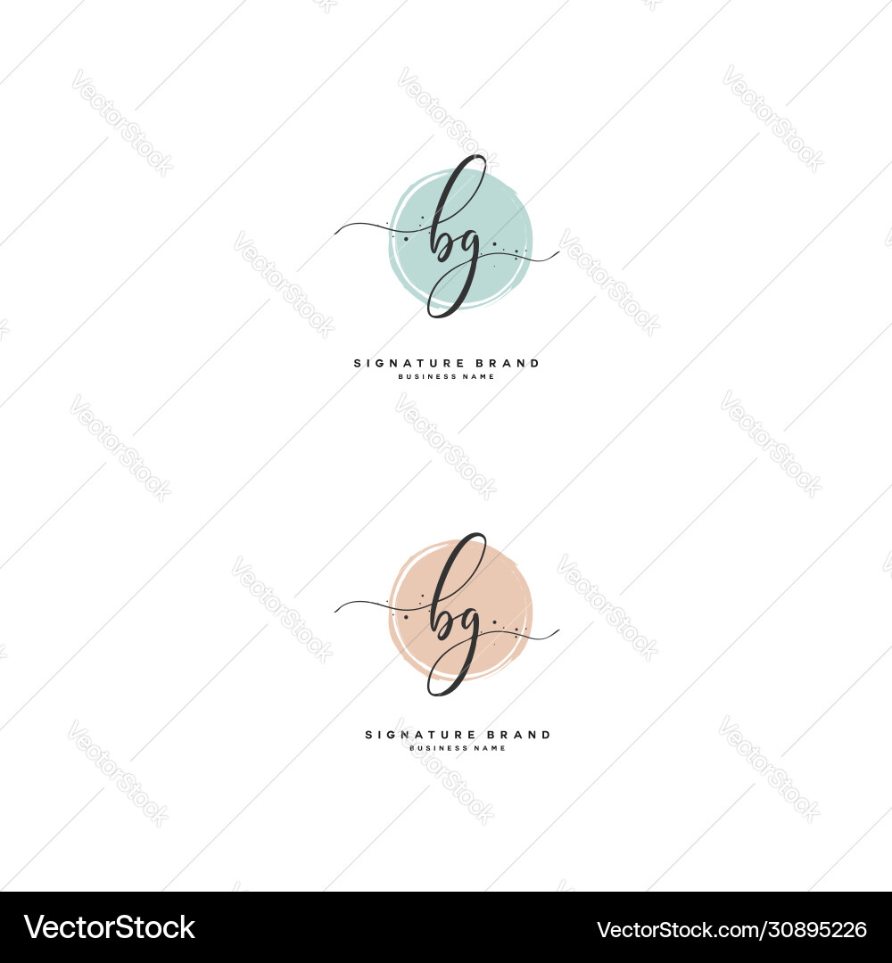 B g bg initial letter handwriting and signature Vector Image