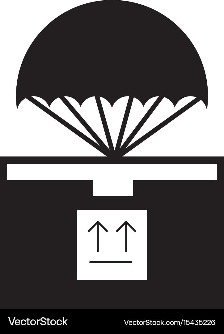 Box carton with parachute delivery icon Royalty Free Vector