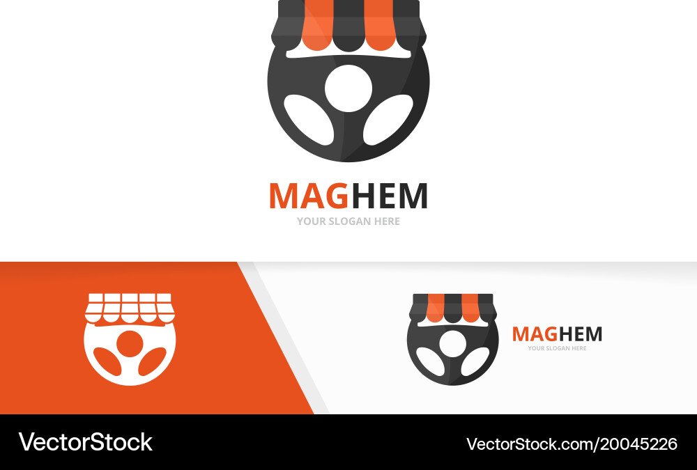 Car helm and shop logo combination Royalty Free Vector Image