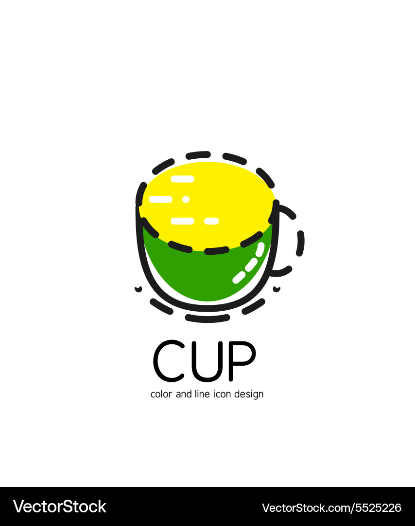 Color line icon for flat design cup Royalty Free Vector