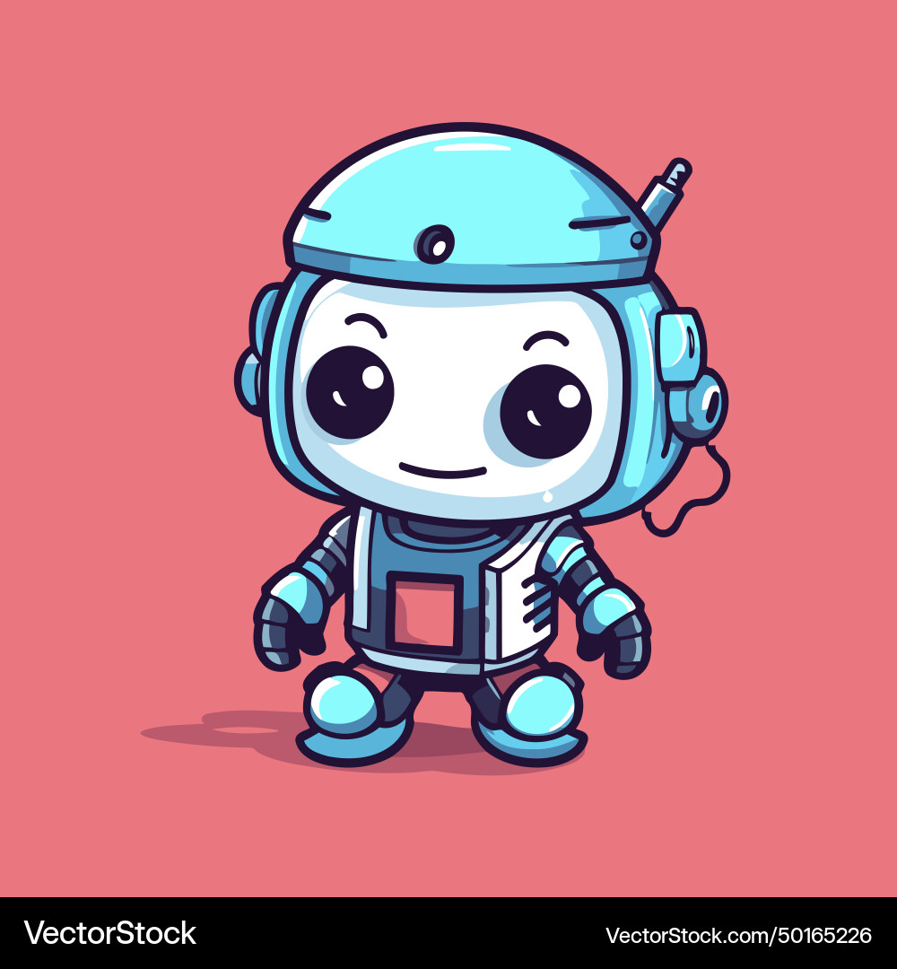 Cute cartoon robot little character Royalty Free Vector