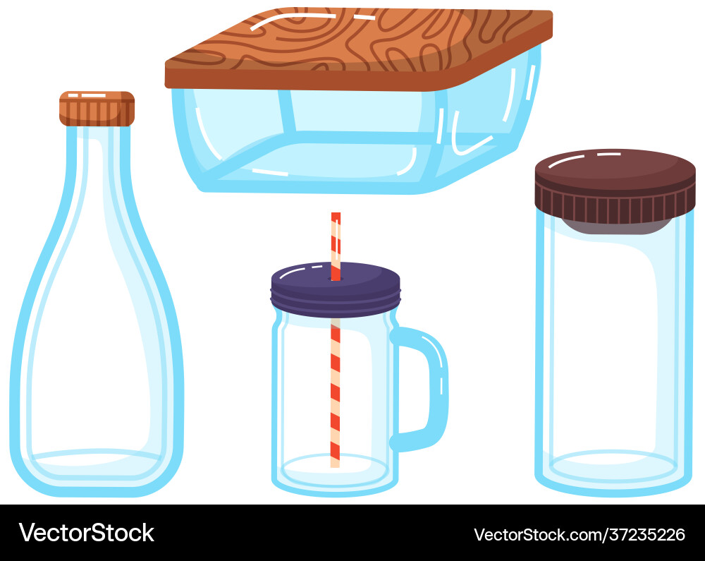 Eco friendly glass packaging set containers Vector Image