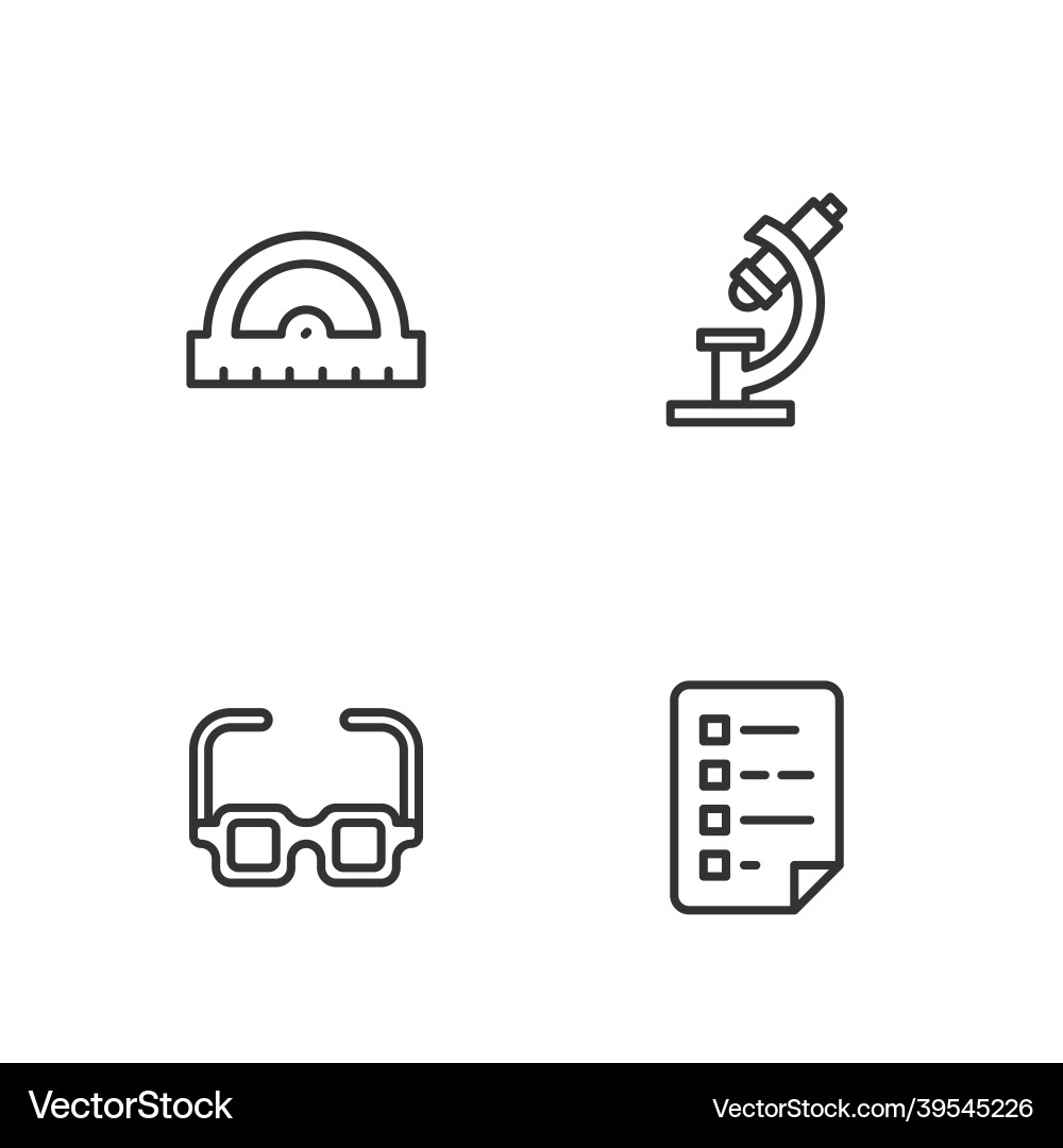 Set line clipboard with checklist glasses Vector Image