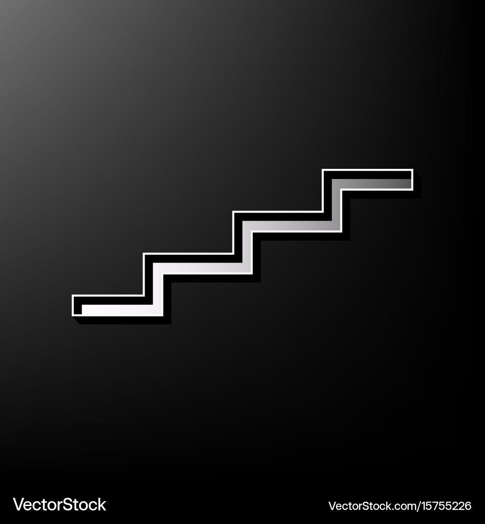 Stair up sign gray 3d printed icon Royalty Free Vector Image