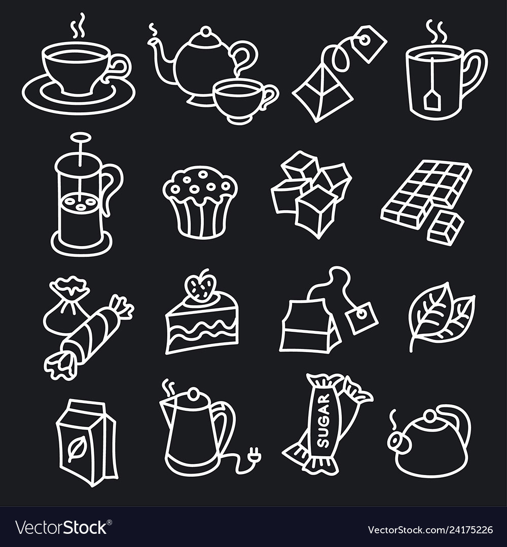 Tea icons set Royalty Free Vector Image - VectorStock Tea icons set Royalty Free Vector Image - VectorStock