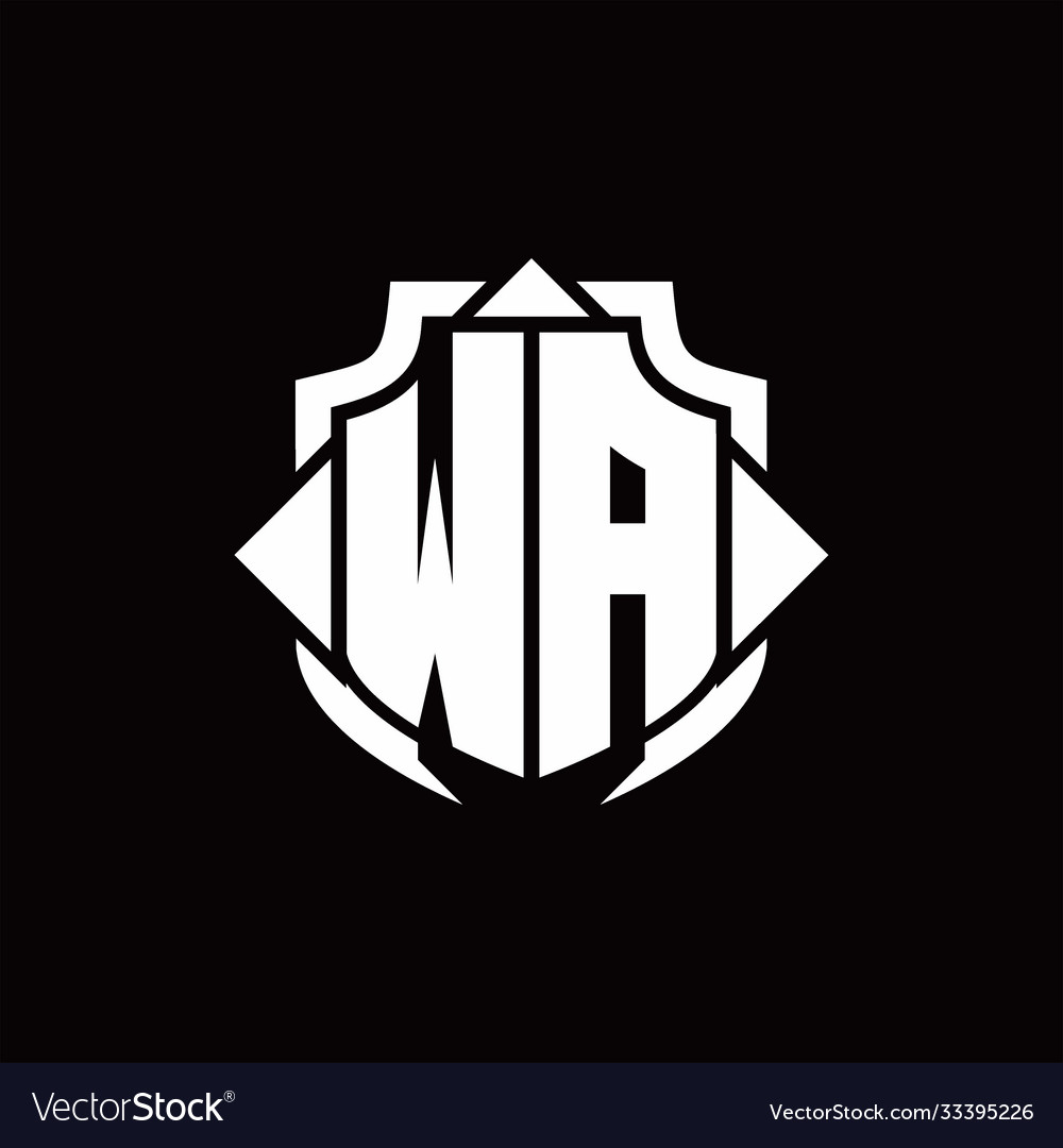 Wa logo monogram with shield line and 3 arrows Vector Image