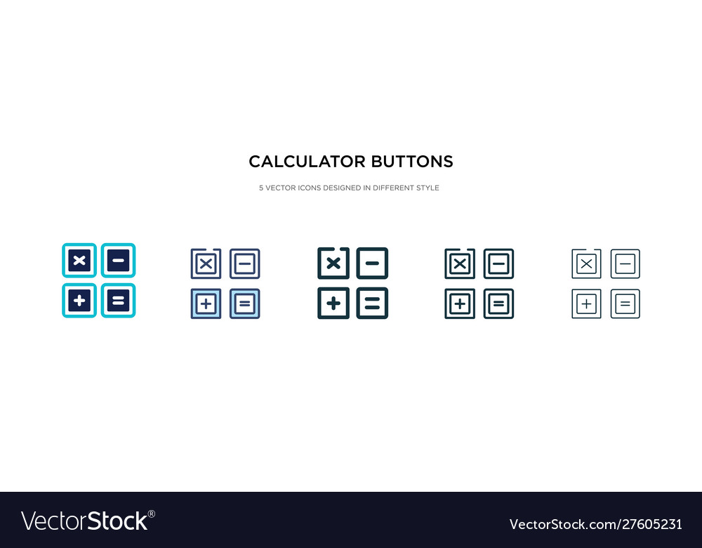 Calculator buttons interface icon in different Vector Image