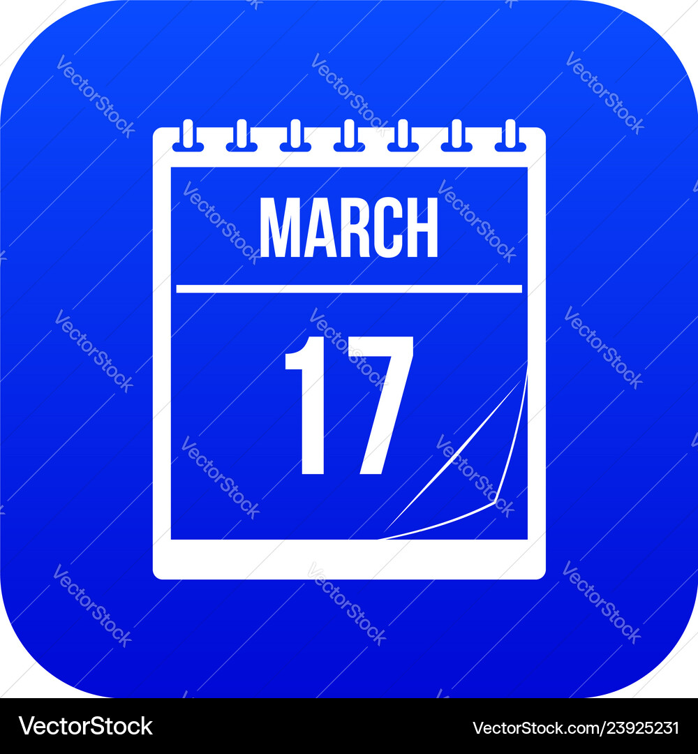 Calendar with date march 17 icon digital blue Vector Image