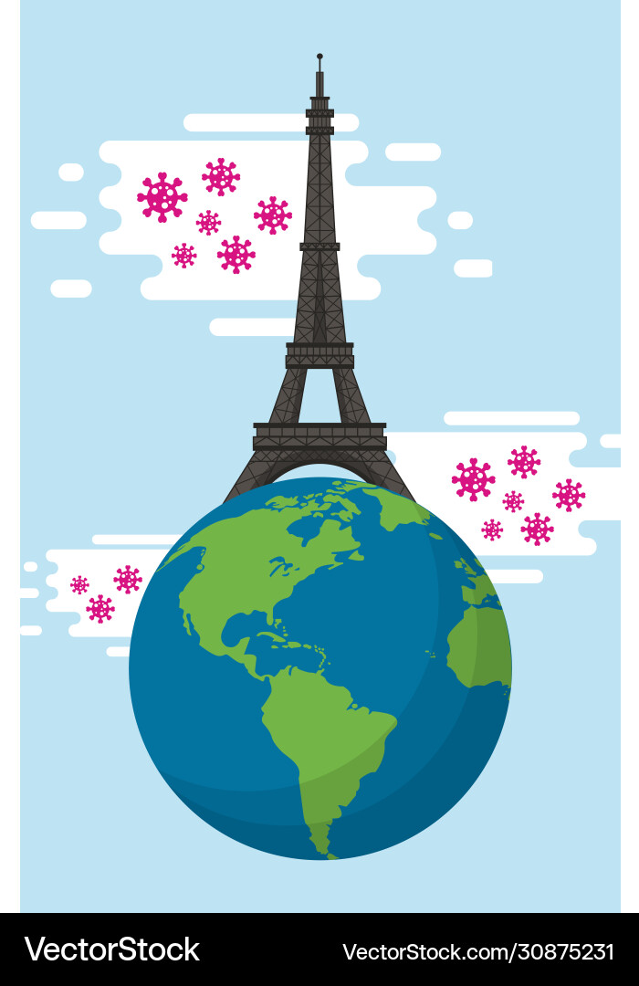 Covid19 pandemic particles with earth planet Vector Image