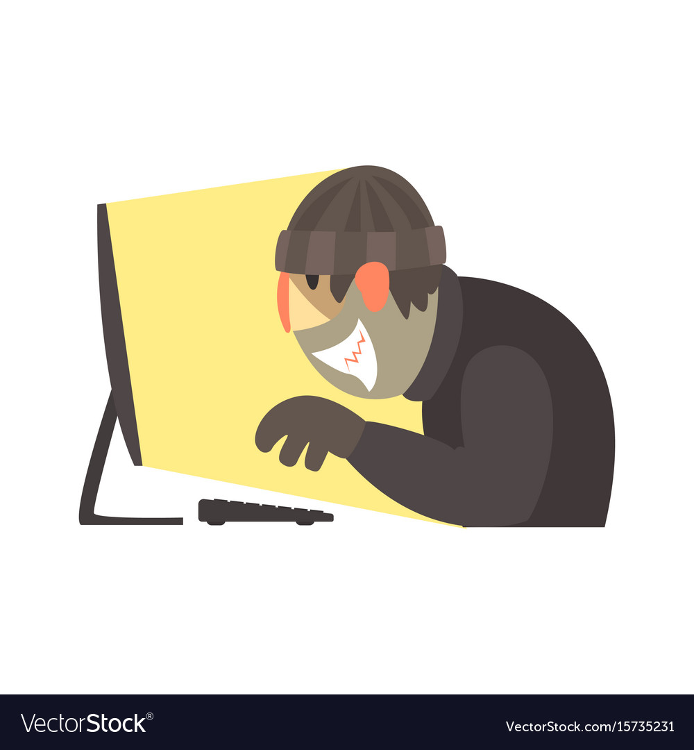 Cyber attacker trying to hack computer Royalty Free Vector