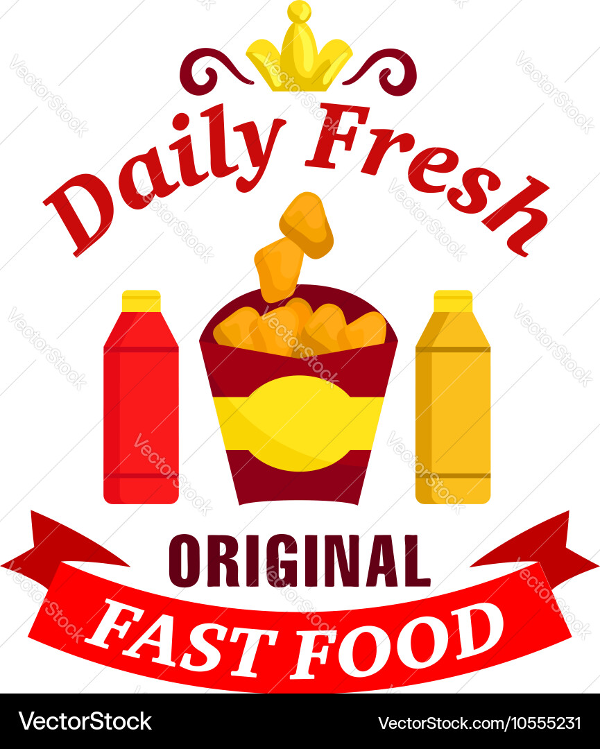 Daily fresh original fast food label Royalty Free Vector