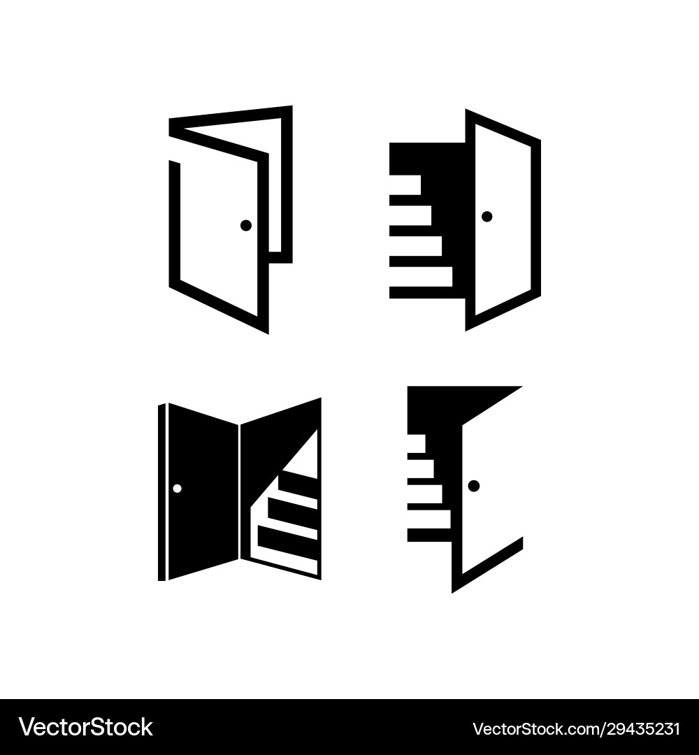 Door icons set collection doors icons Royalty Free Vector
