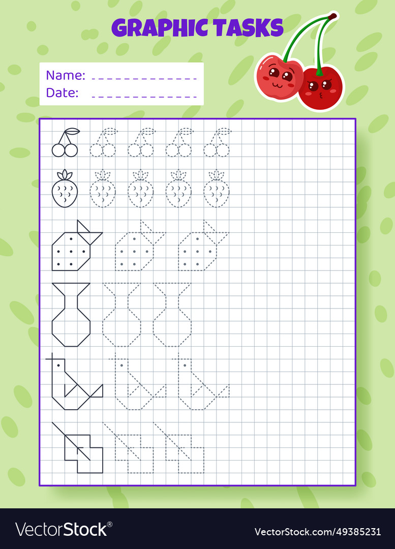 Educational Cherry Task Worksheet Royalty Free Vector Image