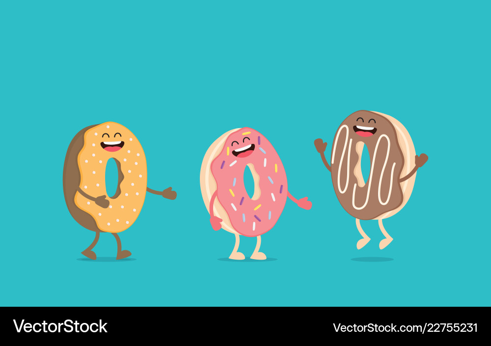 Funny donut character with eyes and legs Vector Image