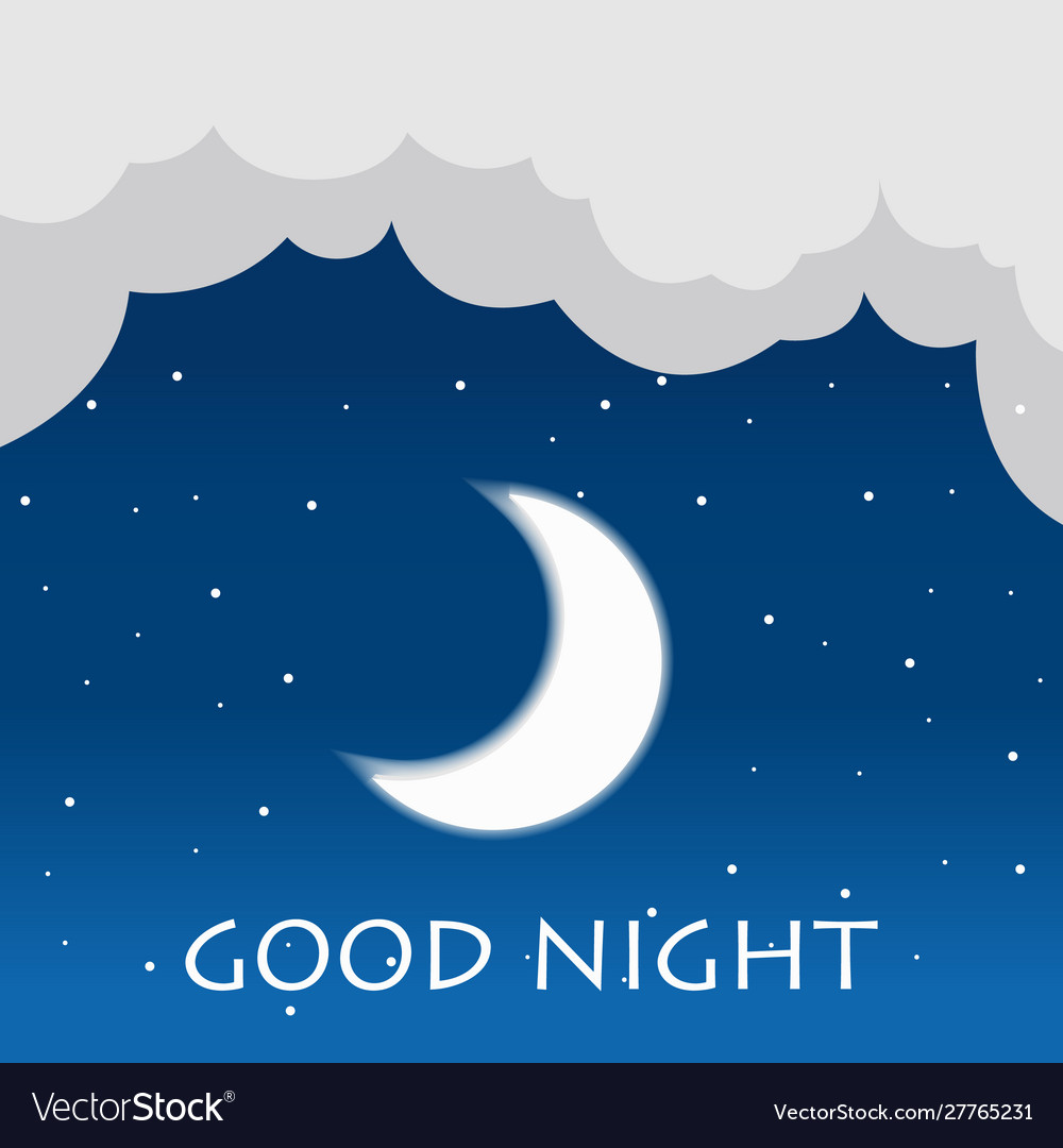 Good night hand drawn typography poster card Vector Image