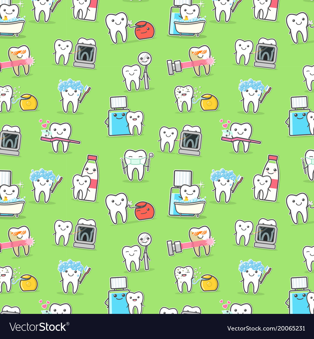 Healthy teeth care treatment and hygiene seamless Vector Image