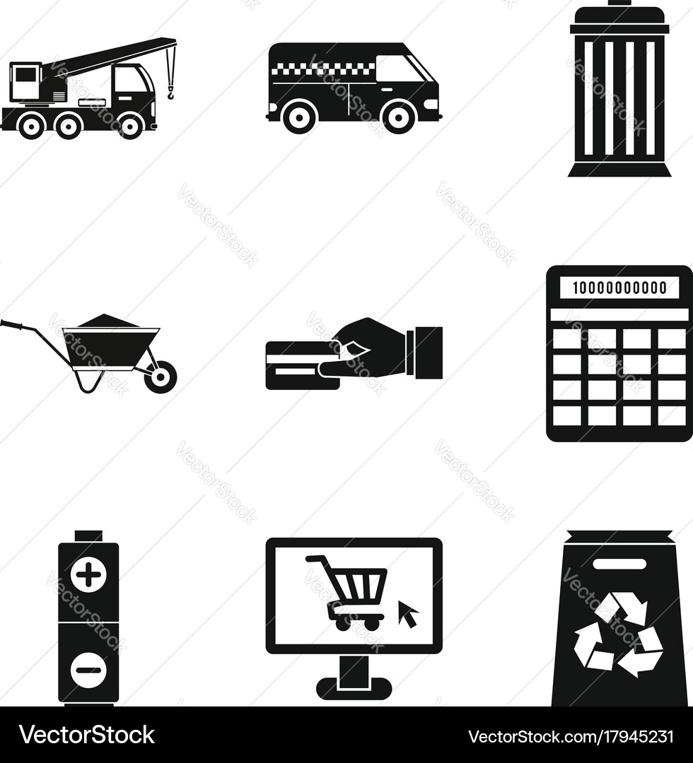 Household thing icons set simple style Royalty Free Vector