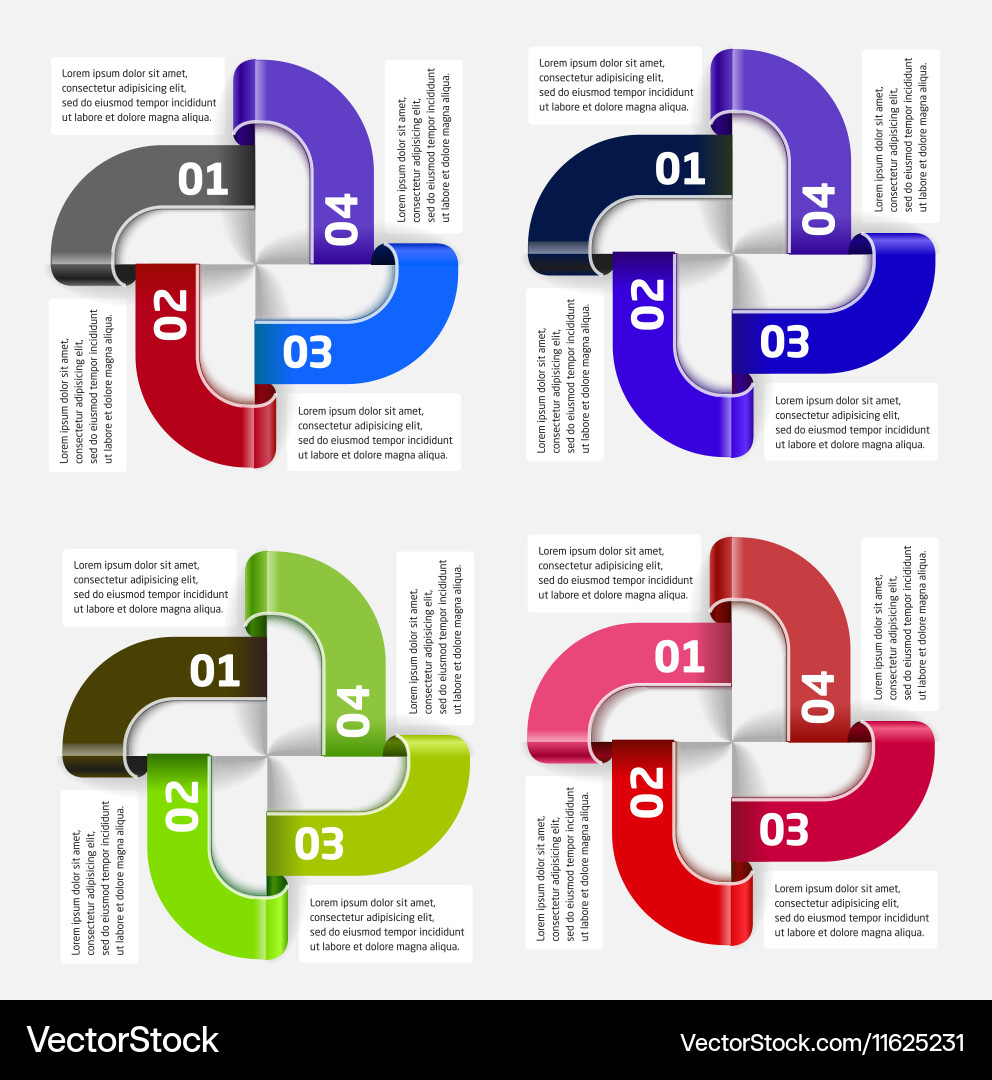 Infographic template of the four segments Vector Image