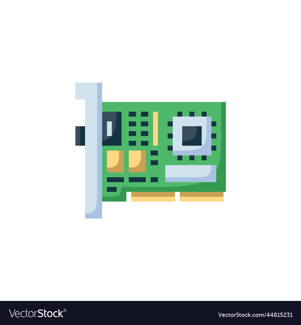 Network card icon computer component icon flat Vector Image