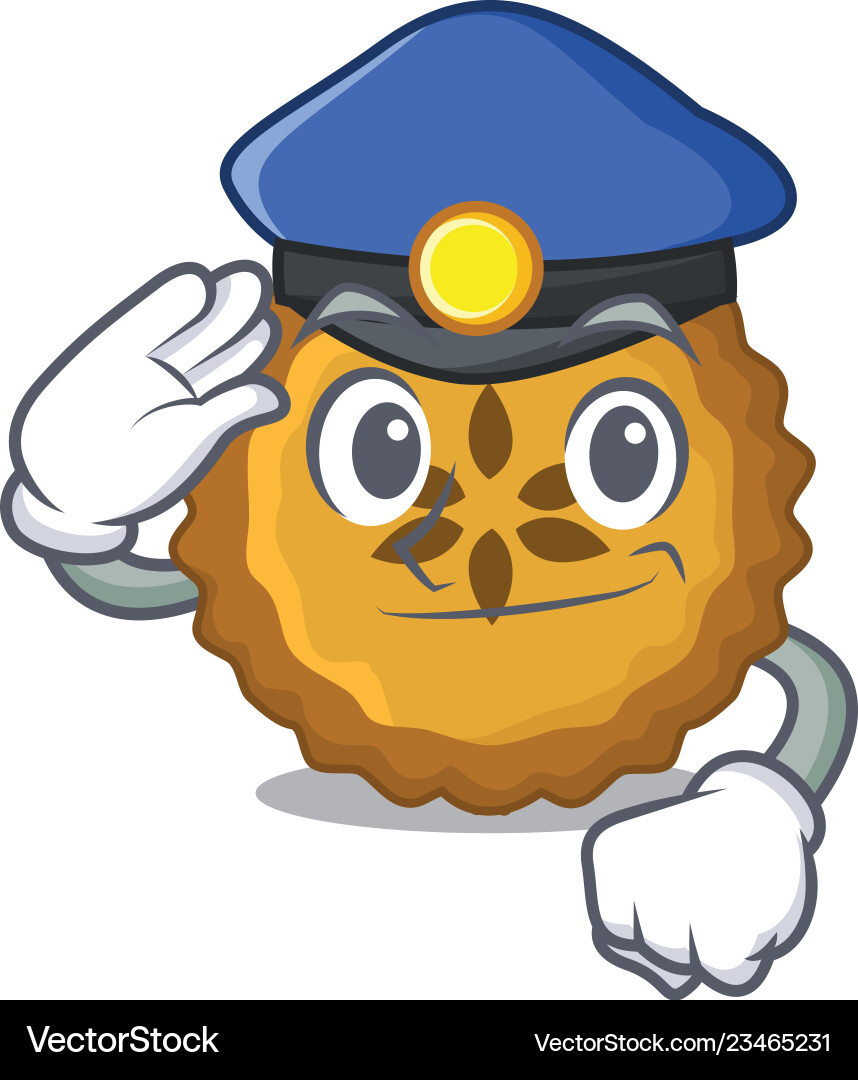 Police apple pie bread on cartoon plate Royalty Free Vector