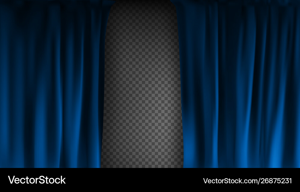 Realistic colorful blue velvet curtain folded Vector Image