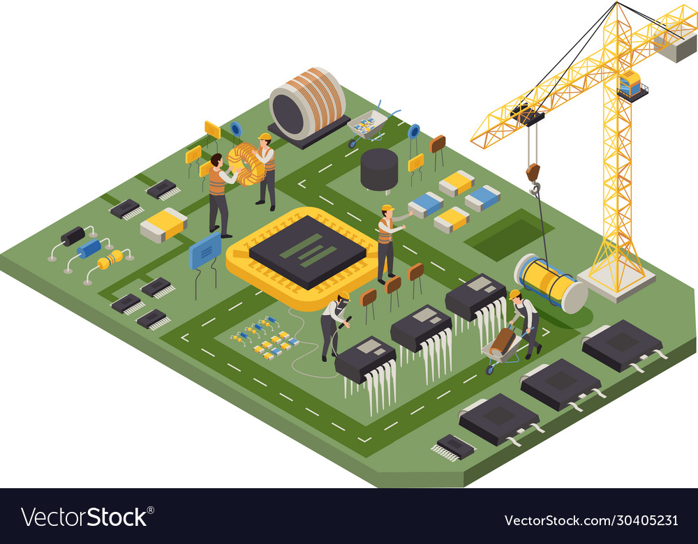 Semiconductor construction site composition Vector Image