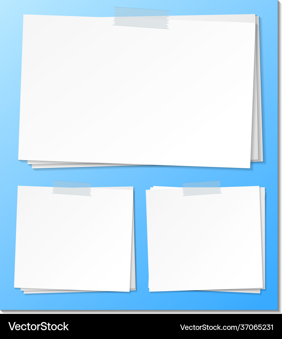 Set empty sticky note paper template Royalty Free Vector