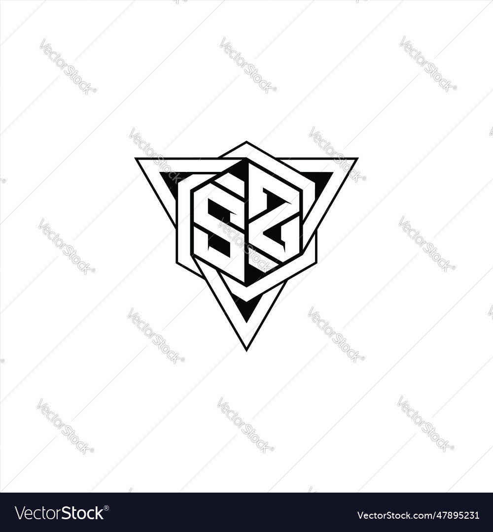 Sz letter logo monogram hexagon shape Royalty Free Vector