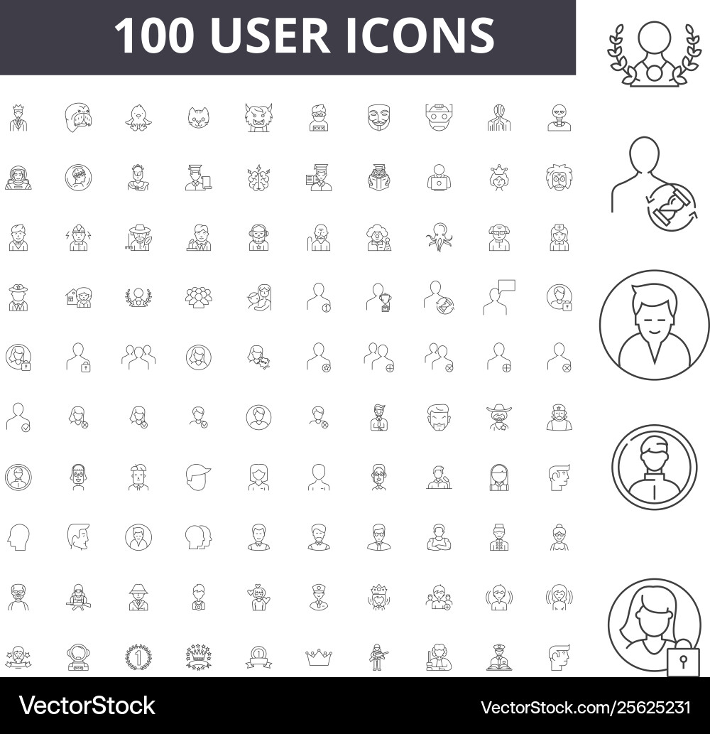 User line icons signs set outline Royalty Free Vector Image
